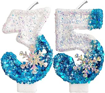 Amazon.com: 2.8" Frozen Blue and White Glitter Number Candles 35th 53rd ...