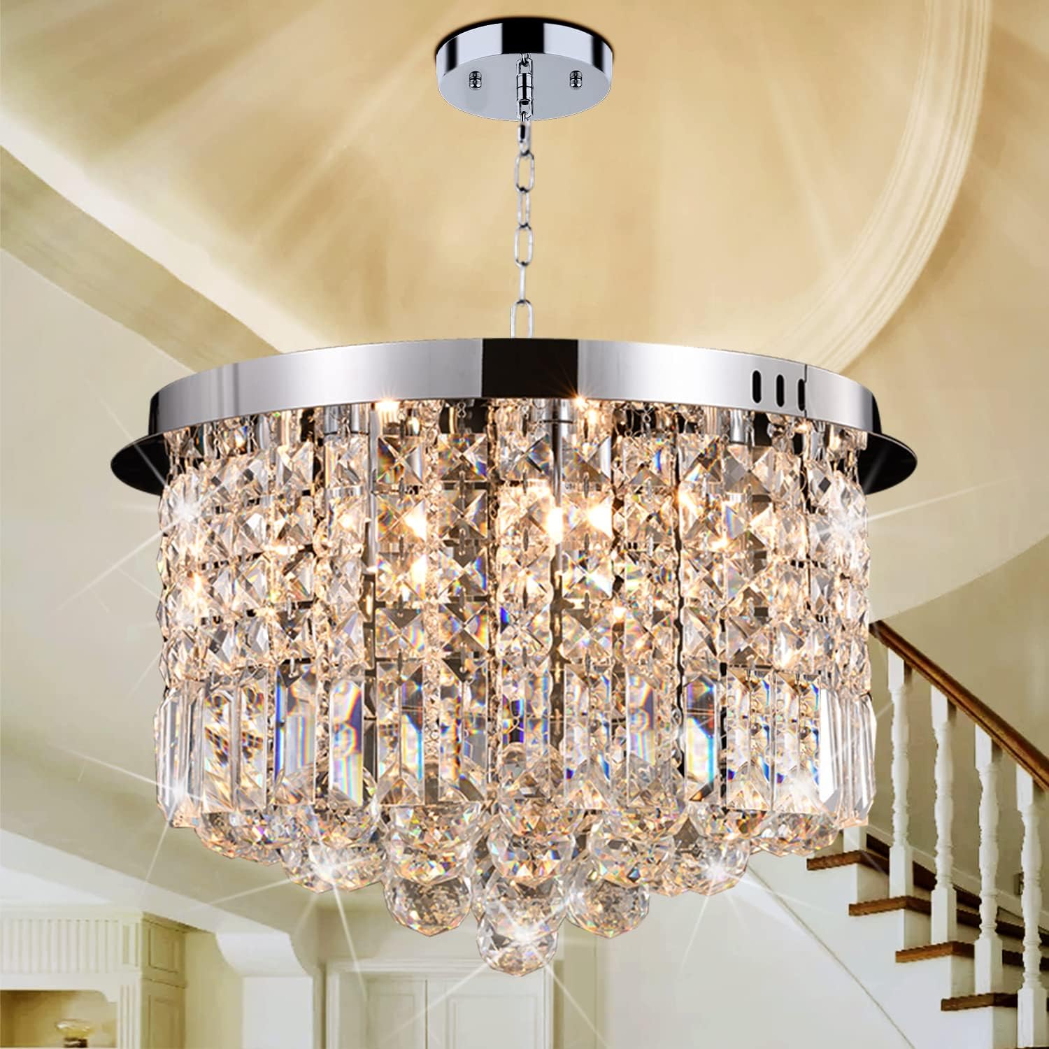 7 Lights Crystal Chandelier Light with Crystal Ball Ceiling Light ...