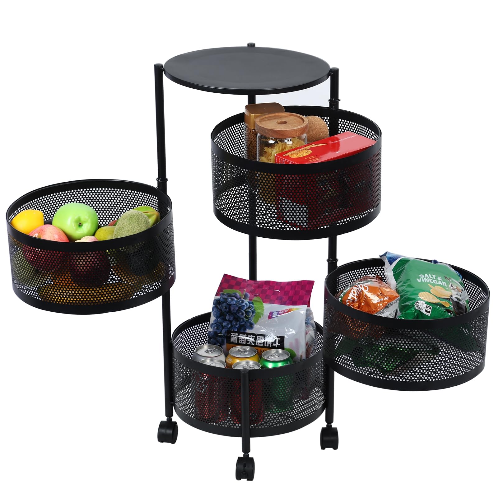 mufsceku Rotating Fruit Basket for Kitchen,3/4/5 Tier Circular Rotating ...