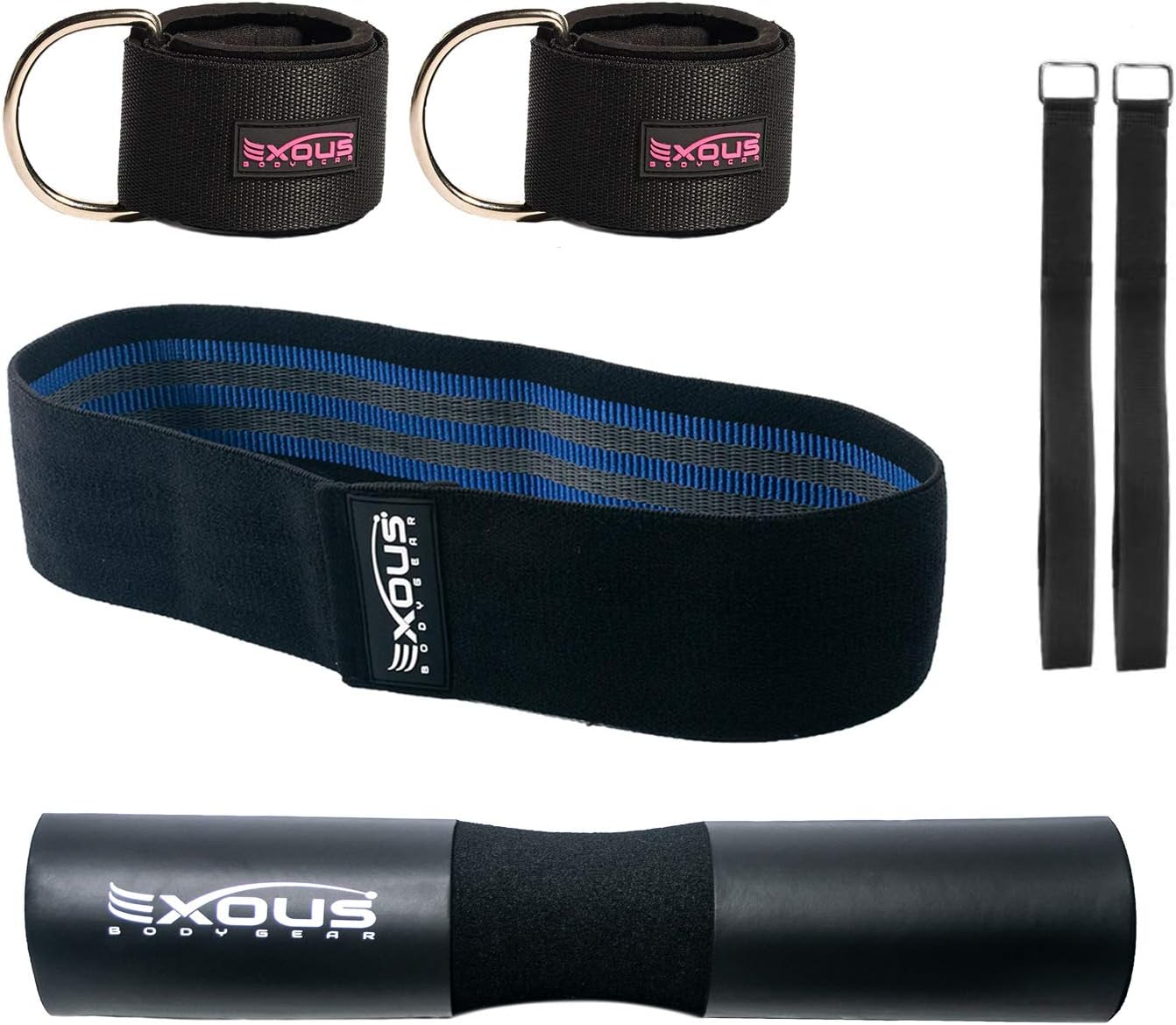 Amazon.com : Barbell Pad Glute band Padded Ankle Strap Pair & Safety ...