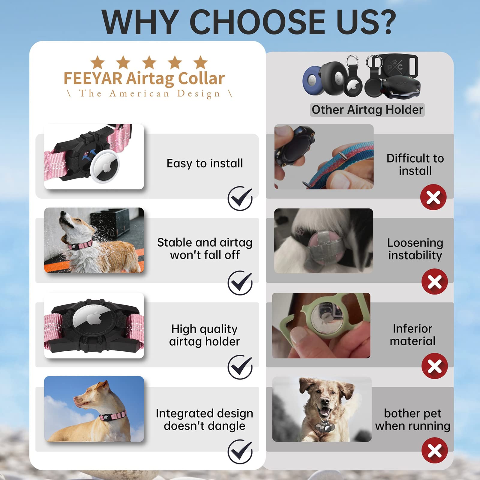 Snapklik.com : AirTag Dog Collar, FEEYAR Reflective Air Tag Dog Collar ...