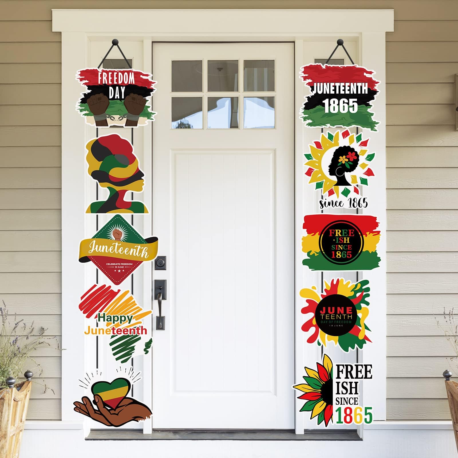 Amazon.com : Fuutreo 2 Sets Happy Juneteenth Porch Banner Juneteenth ...