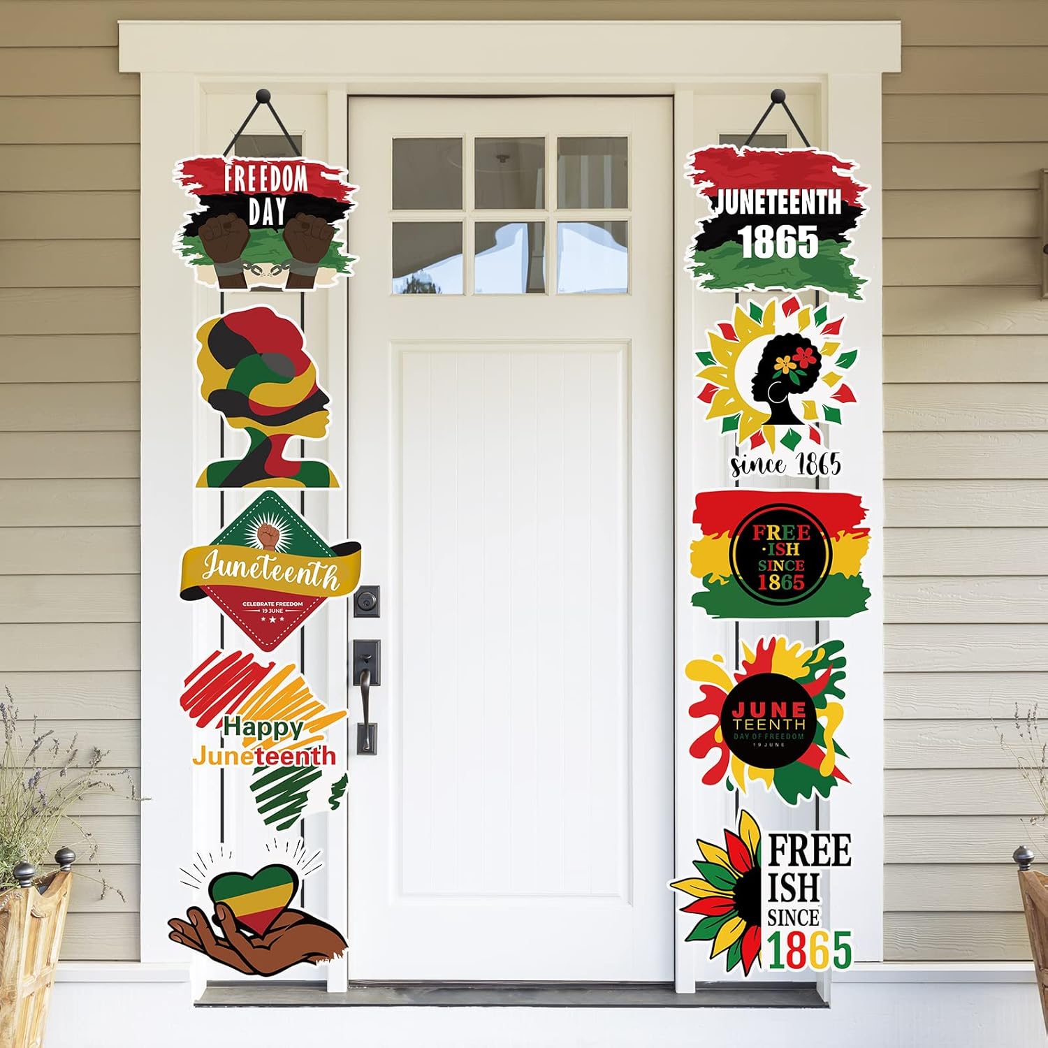 Amazon.com : Fuutreo 2 Sets Happy Juneteenth Porch Banner Juneteenth ...