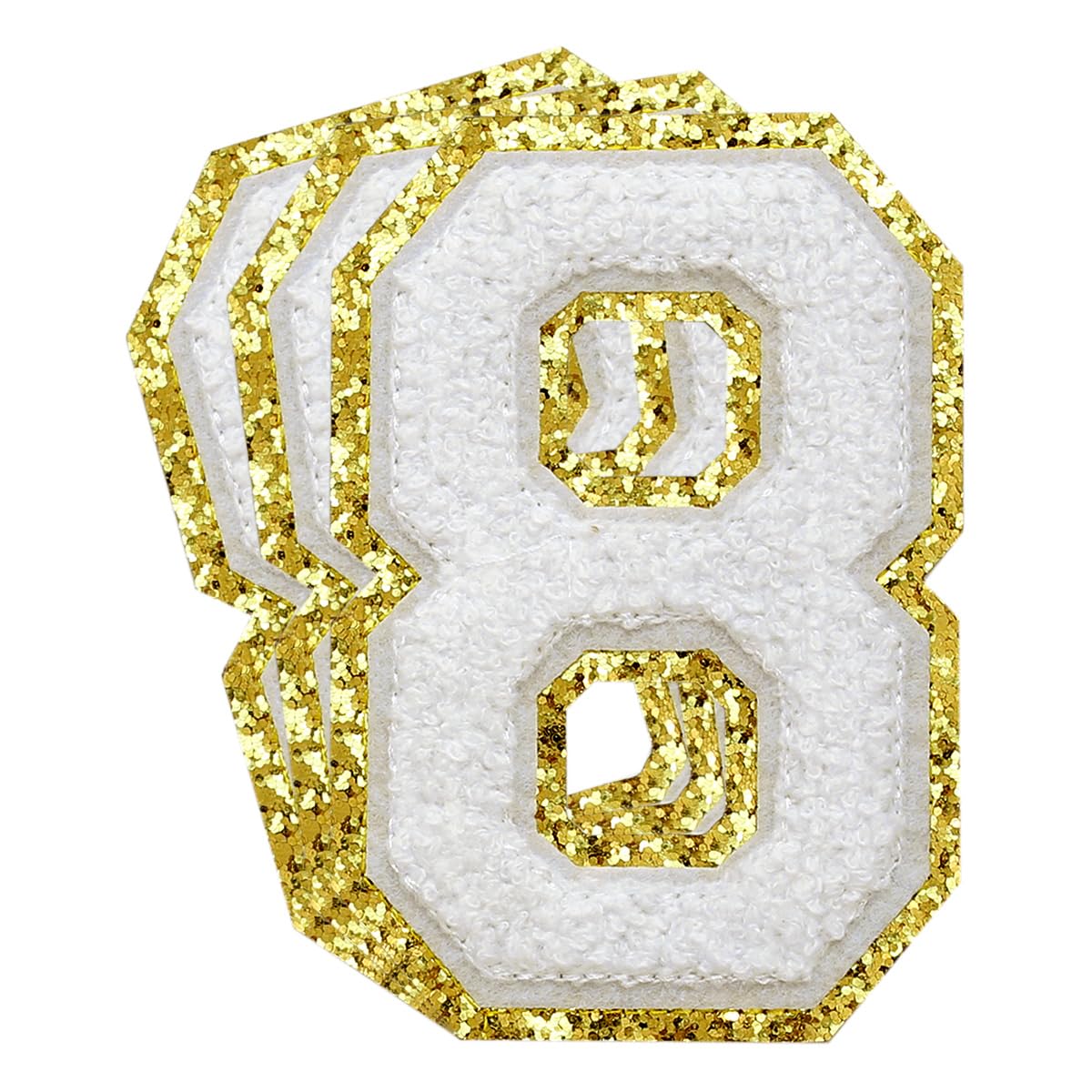 Amazon.com: 3Pcs Chenille Number Patches Gold Glitter Iron on Patches ...