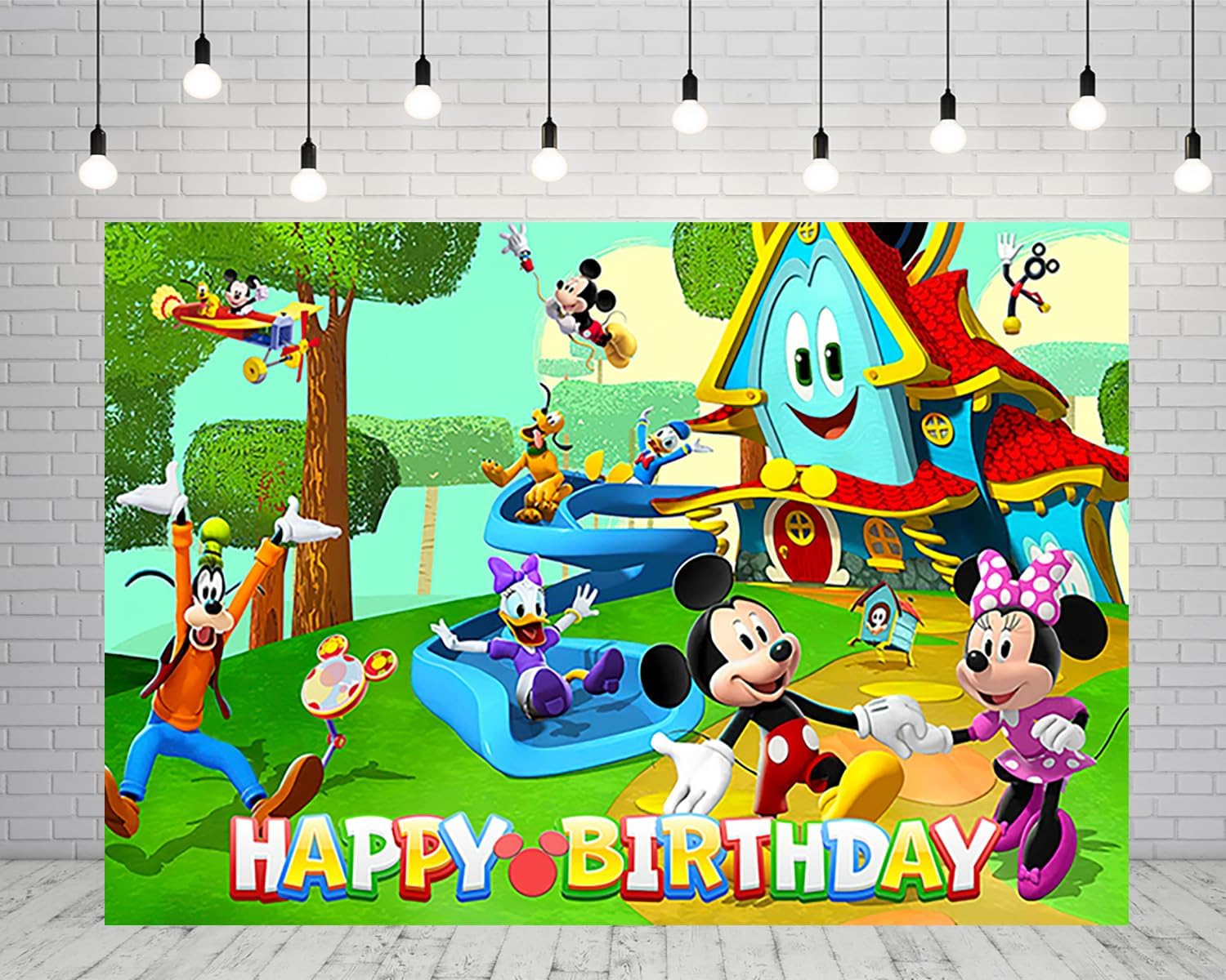 Amazon.com : Funhouse Backdrop Birthday Party Supplies 5x3ft Mickey ...