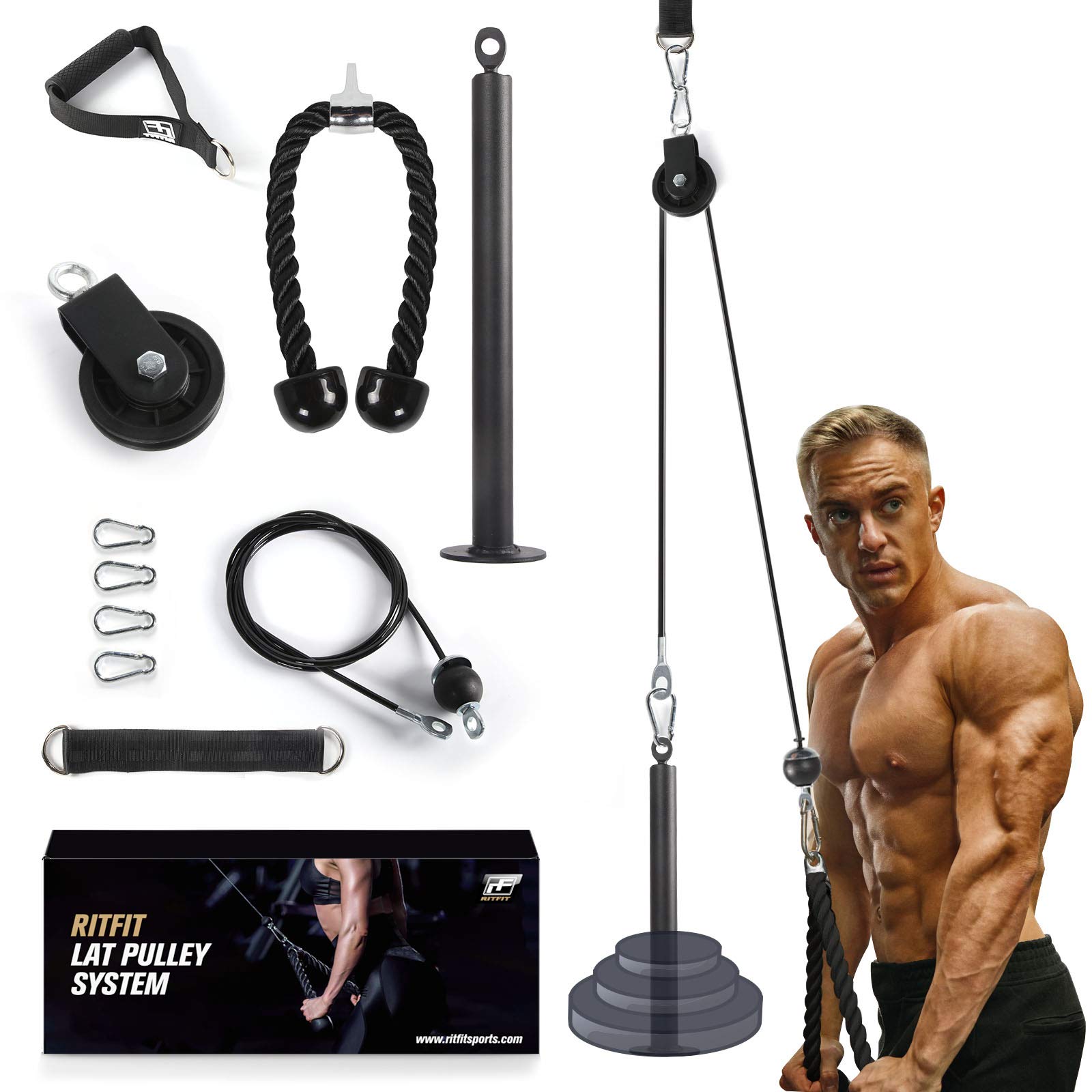 Buy RitFit Cable Machine Attachments for Gym, LAT Pulldown Accessories, Handles & Pulley System ...