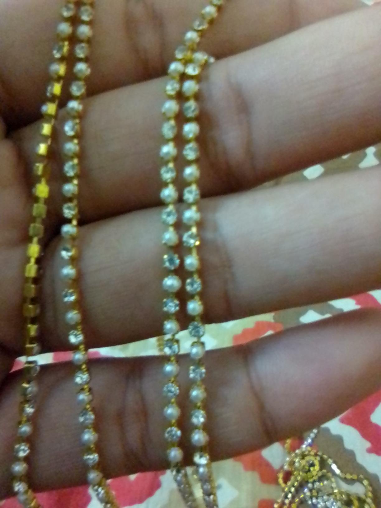 Generic 5 metre 4 mm Rhinestone and Pearl Mixed Stone Cup Chain for ...