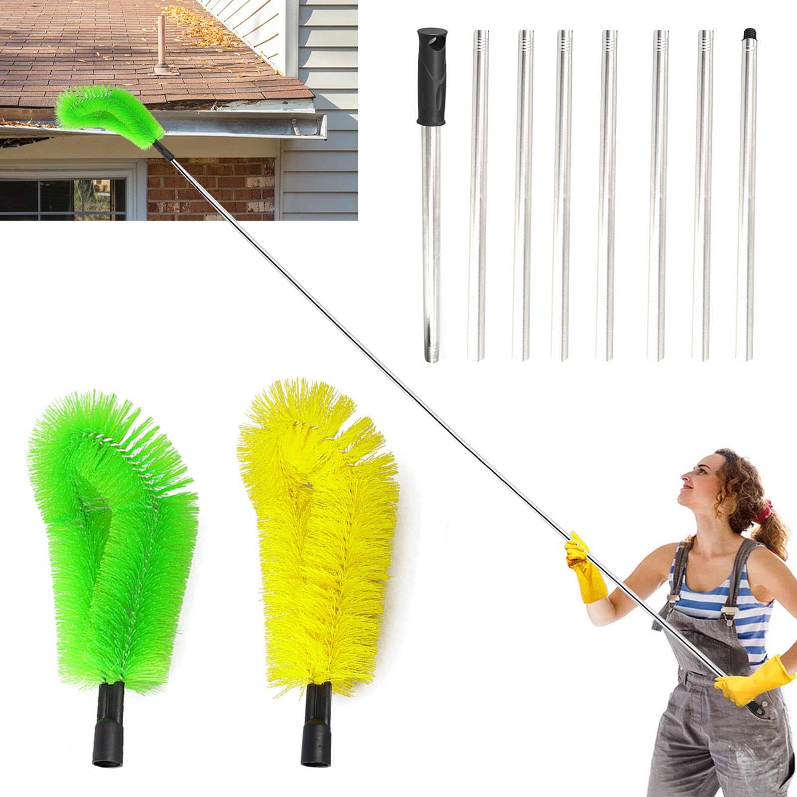 Telescopic Gutter Cleaning Tools - 12Ft Extendable Roof Gutter Cleaner ...