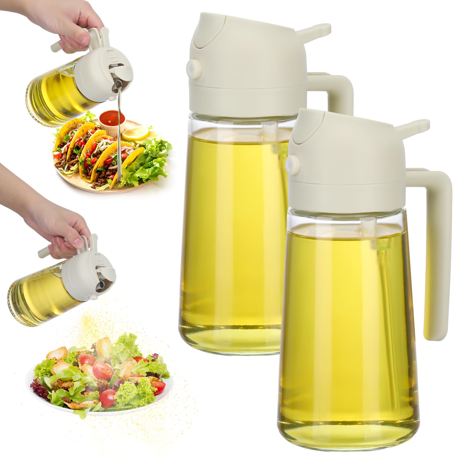 Oil Sprayer for Cooking,2 in 1 Olive Oil Dispenser Bottle for Kitchen ...