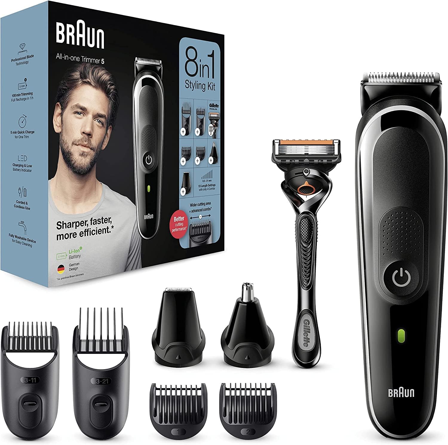 Amazon.com: Braun 8-in-1 Beard & Face Trimmer/Hair Clipper with ...