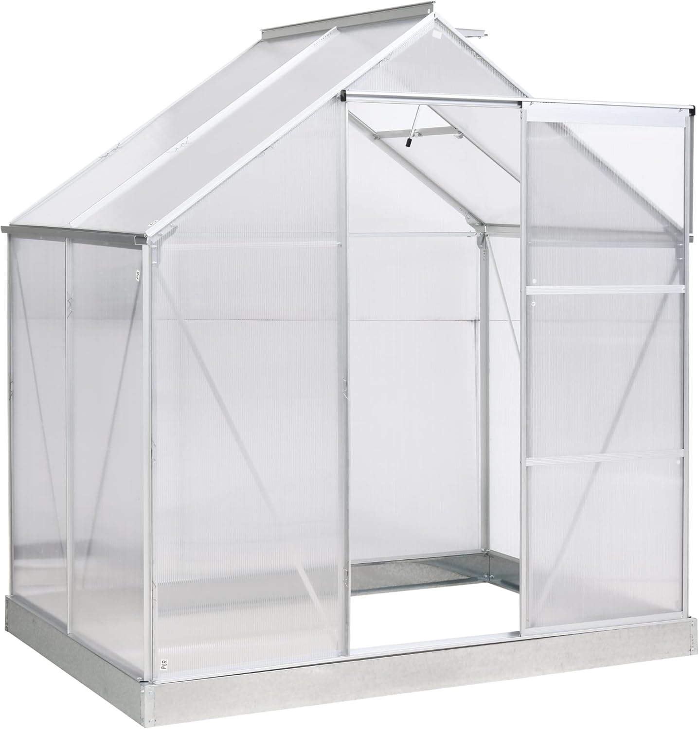 Outsunny Aluminium Gewächshaus Gartenhaus mit Fenster Tür 193 x 130 x ...