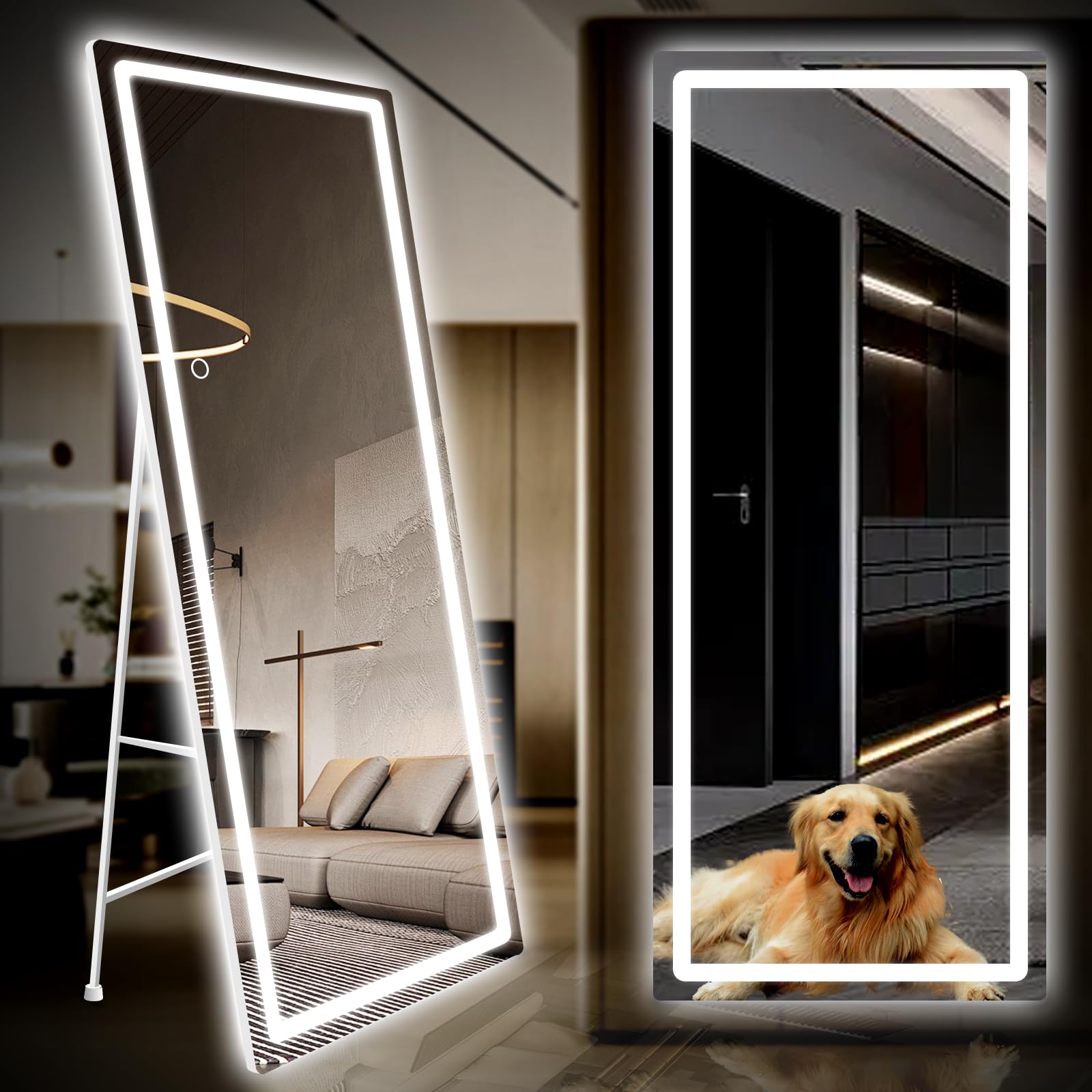 Amazon.com: KKN Full Length Mirror with LED Lights, 67" x 24" Full Body ...
