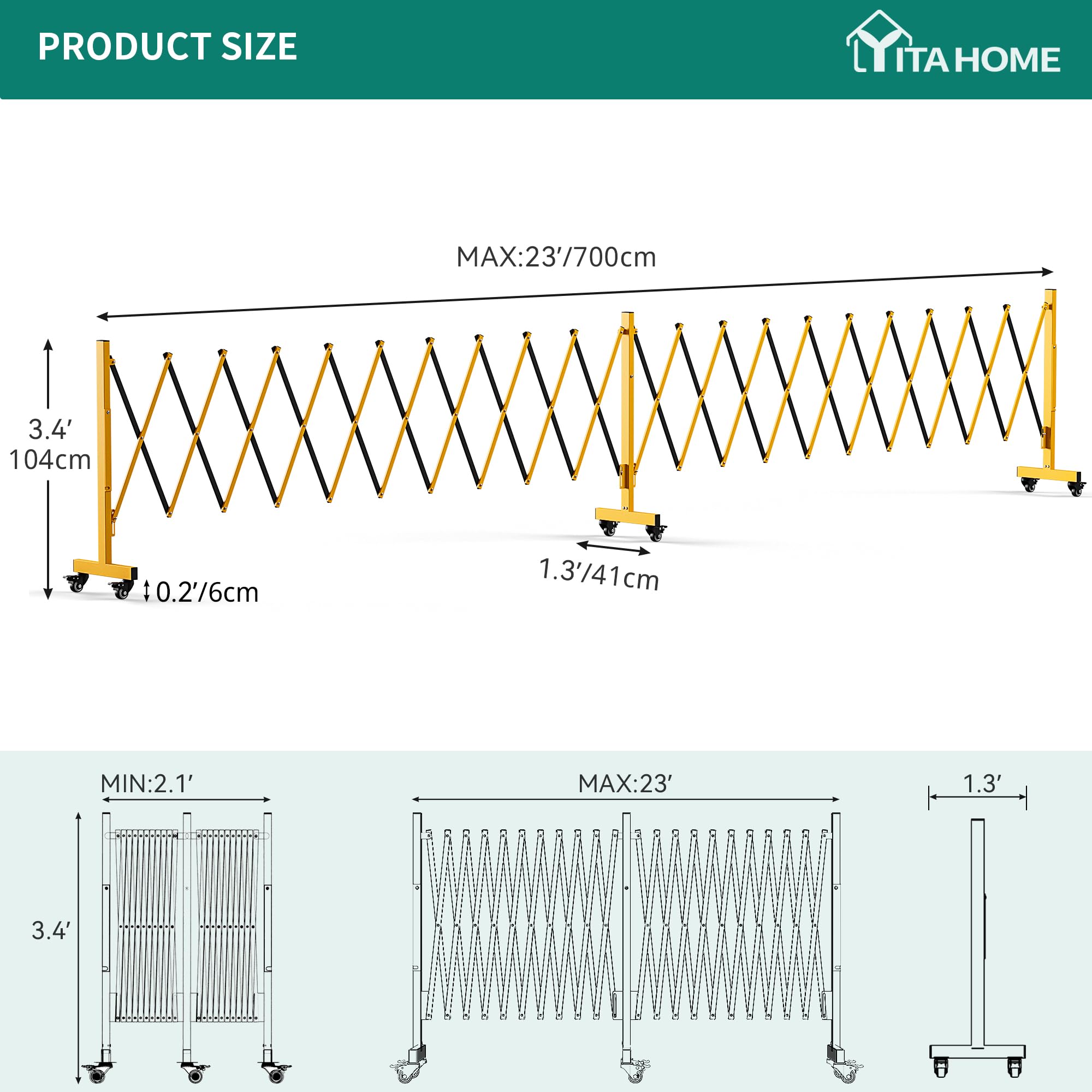 Snapklik.com : YITAHOME Metal Expandable Mobile Barricade Gate Outdoor ...