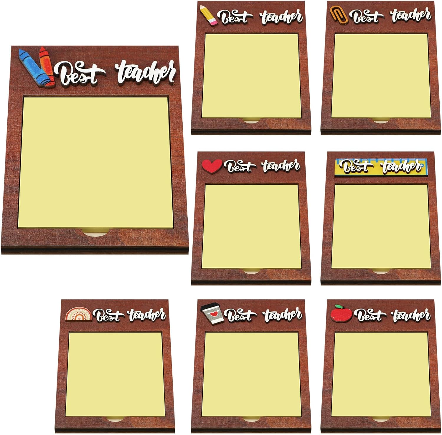 Amazon.com : 8 Pcs Wooden Teacher Sticky Note Holder Desk Sticky Note ...