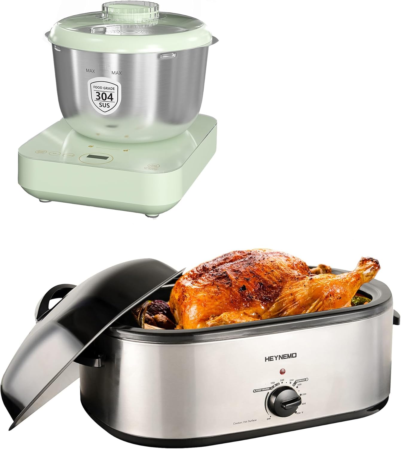 Amazon.com: Roaster Oven 22 Quart Fits Turkeys Up to 26LB, 5.2QT Dough ...