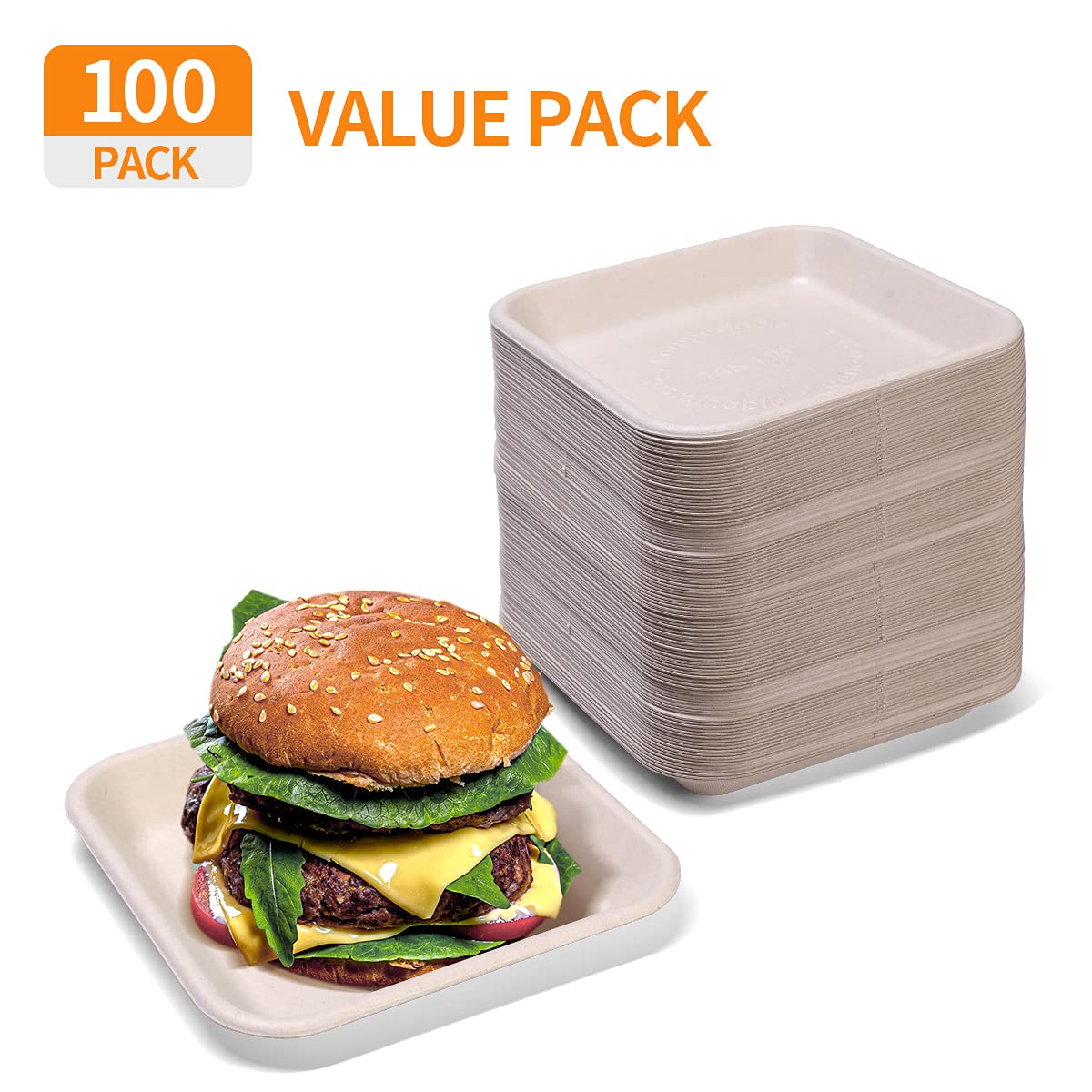 Snapklik.com : Celel 100 Pack 6 Inch Small Square Paper Plates