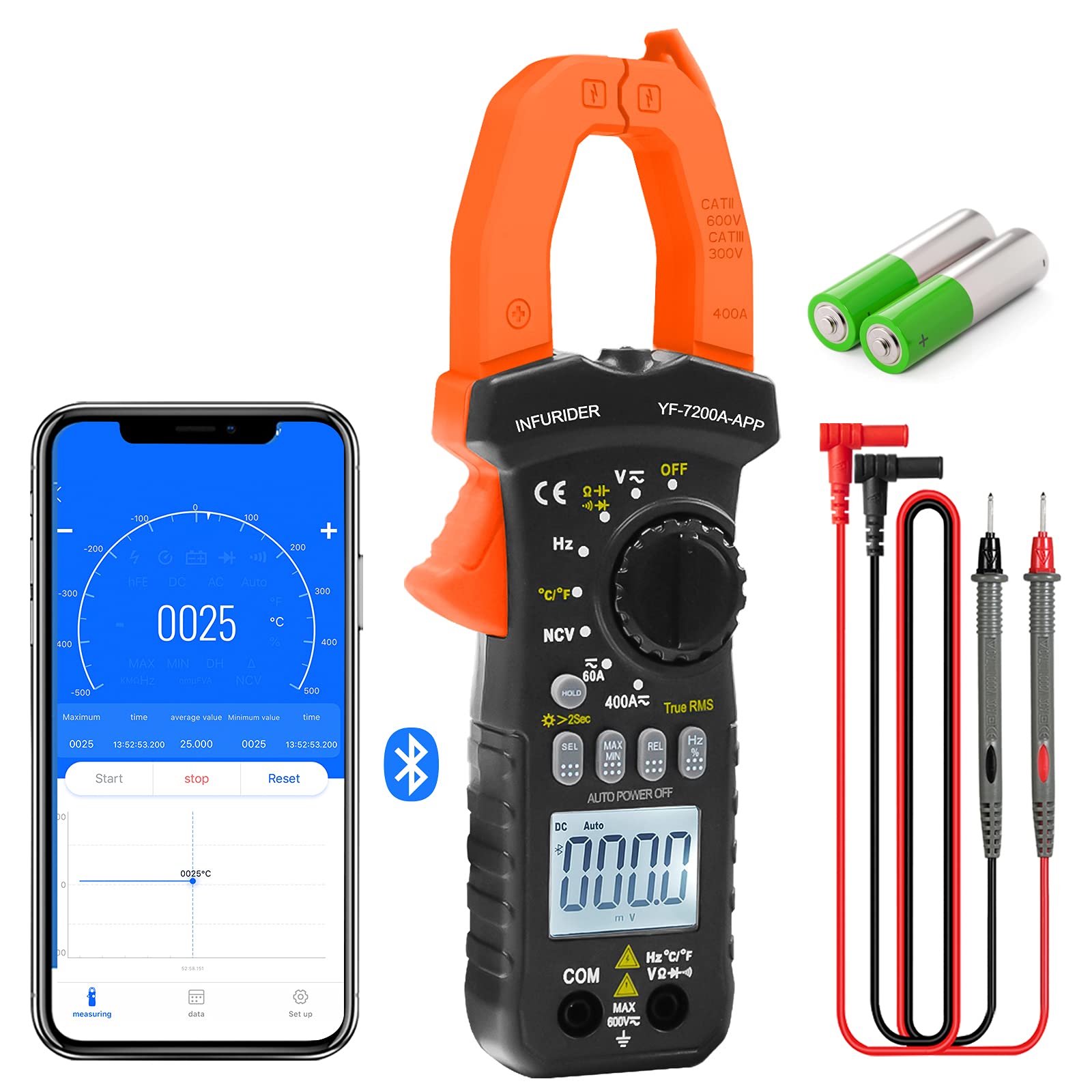 Snapklik.com : Wireless Bluetooth Clamp Meter, INFURIDER YF-7200APP ...