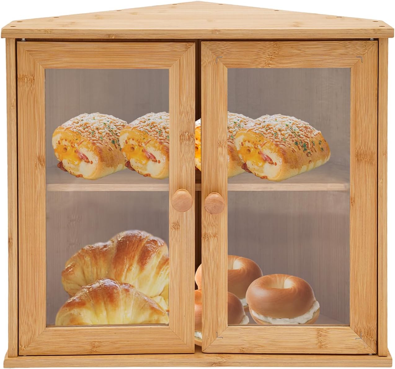 Amazon.com: ACNAO Corner Bread Display Cabinet,2 Tier Corner Bread Box ...