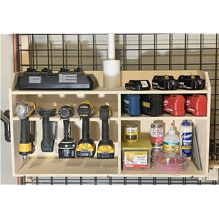 Amazon.com: Cordless Drill Tool Holder Organization Storage Rack Wood ...
