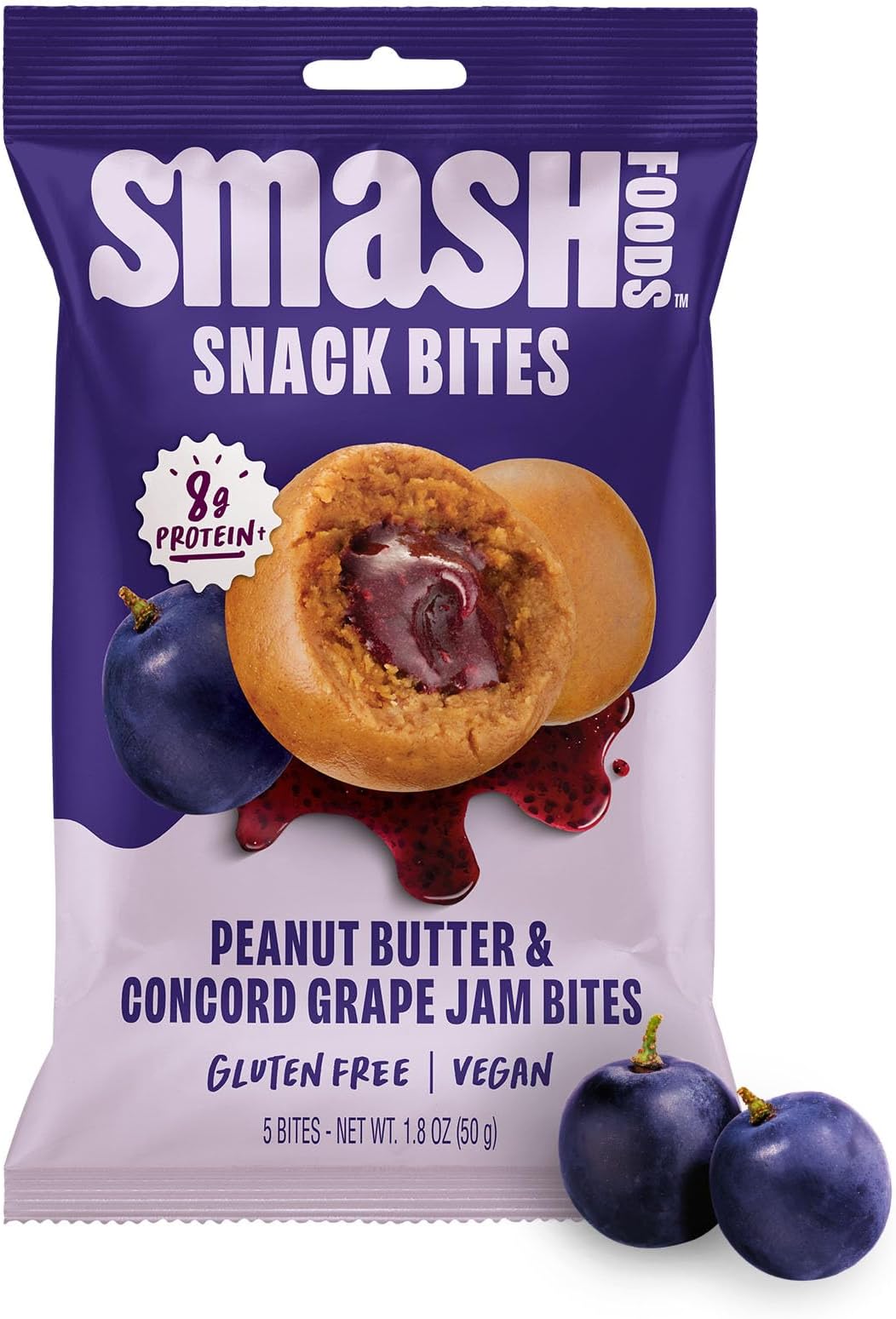 Amazon.com: Smash Foods Grape Energy Bites | 5 Gluten-Free Vegan Snack ...