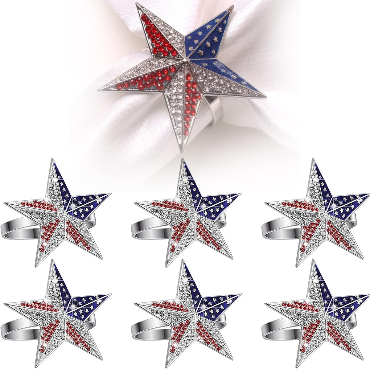 Amazon.com: MIAO JIN 8PCS Patriotic Wood Bead Napkin Ring Independence ...