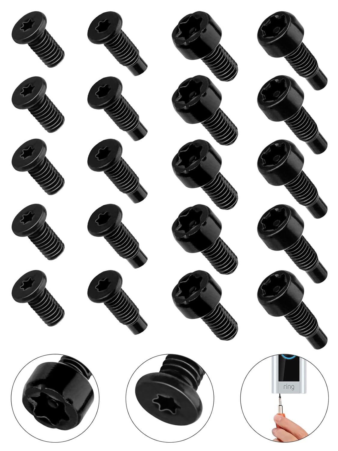 Bohoray 4Set/20Pcs Ring Doorbell Screws Replacement, T6/T15 Spare ...