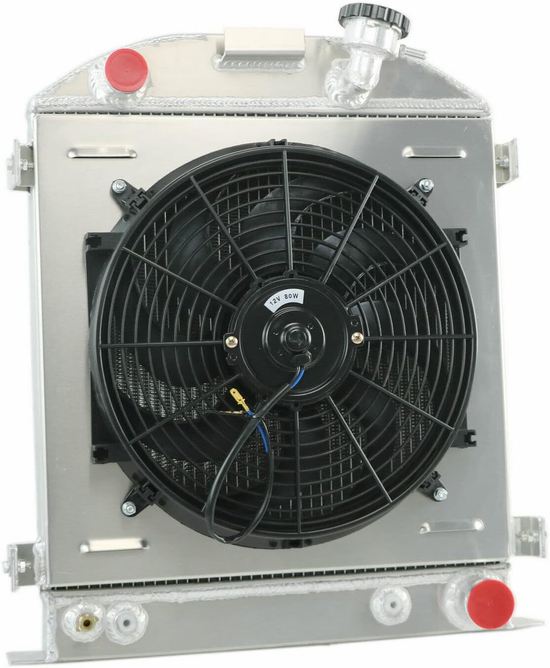 Amazon.com: ALLOYWORKS 4 Row All Aluminum Radiator+14" Fan Shroud+Relay ...