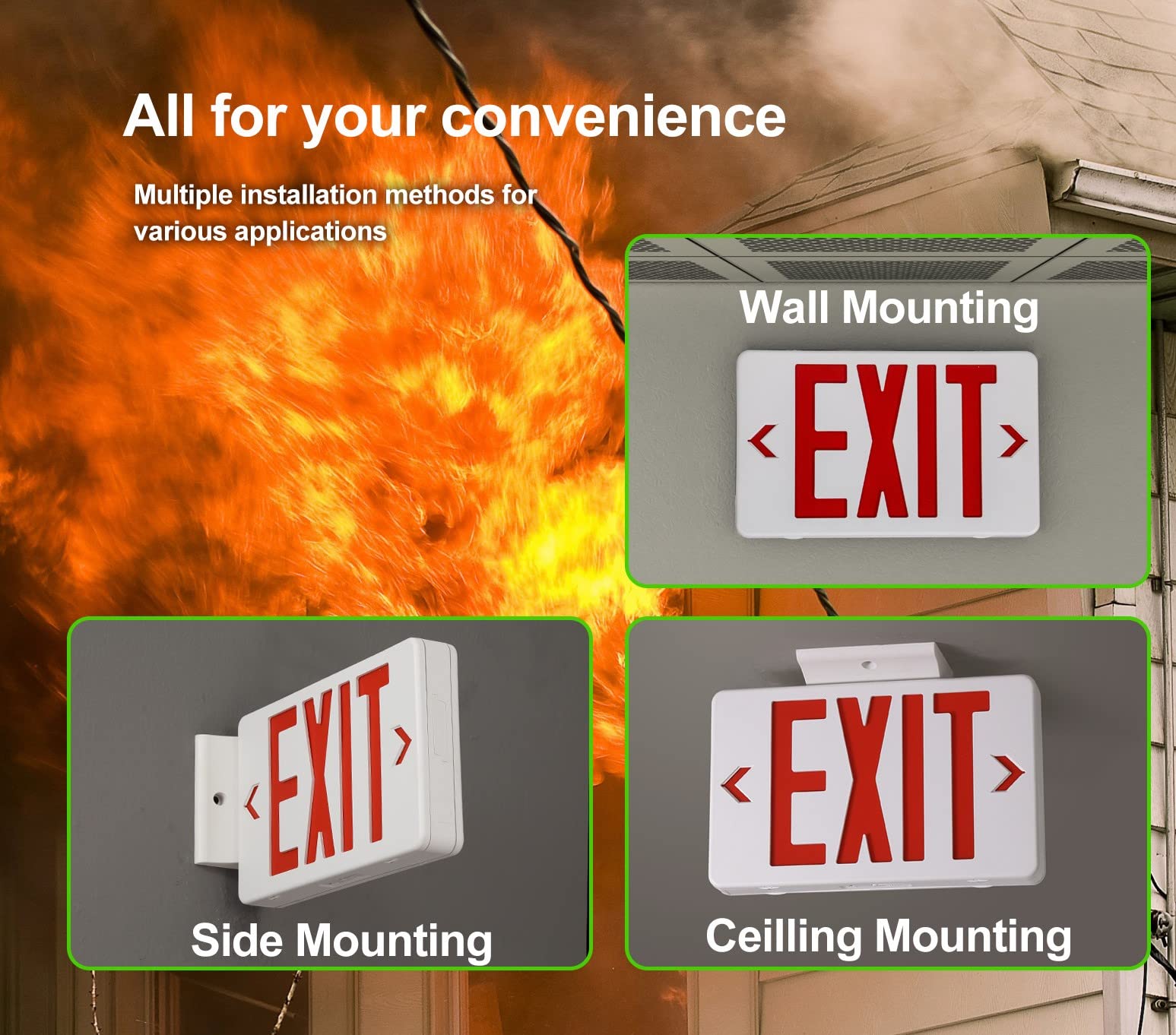 Snapklik.com : TANLUX Red Exit Sign, LED Emergency Exit Light
