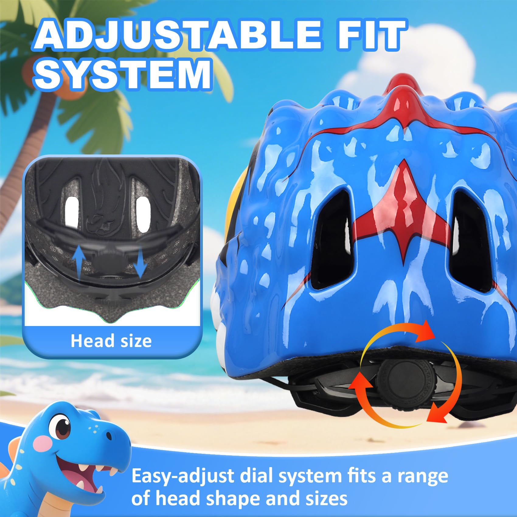 Snapklik.com : Toddler Kids Bike Helmet,3D Dinosaur Helmets For Boys ...