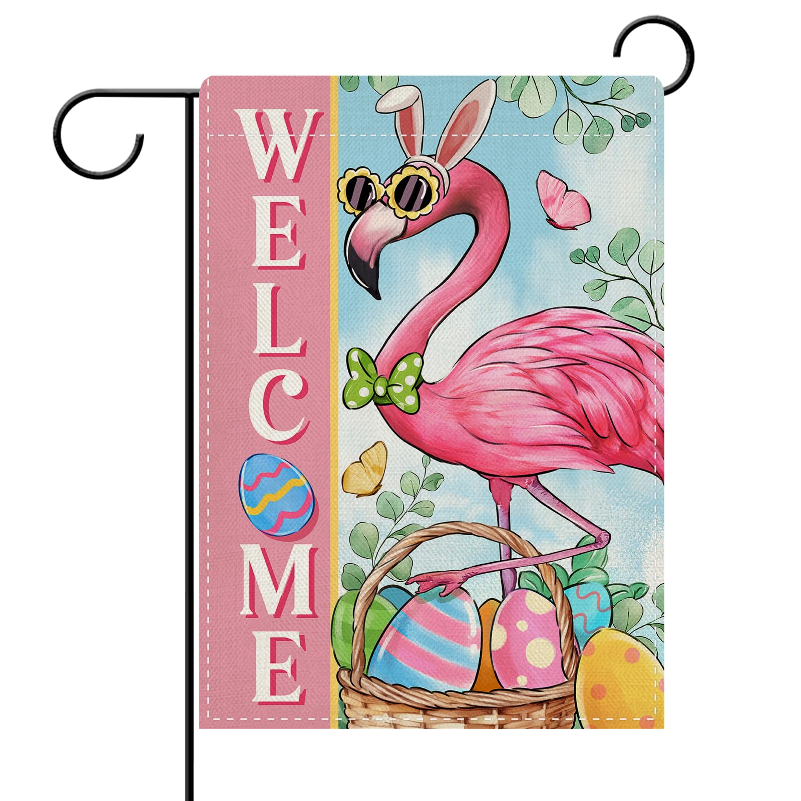 Amazon.com : Dyrenson Welcome Easter Flamingo Decorative Garden Flag ...