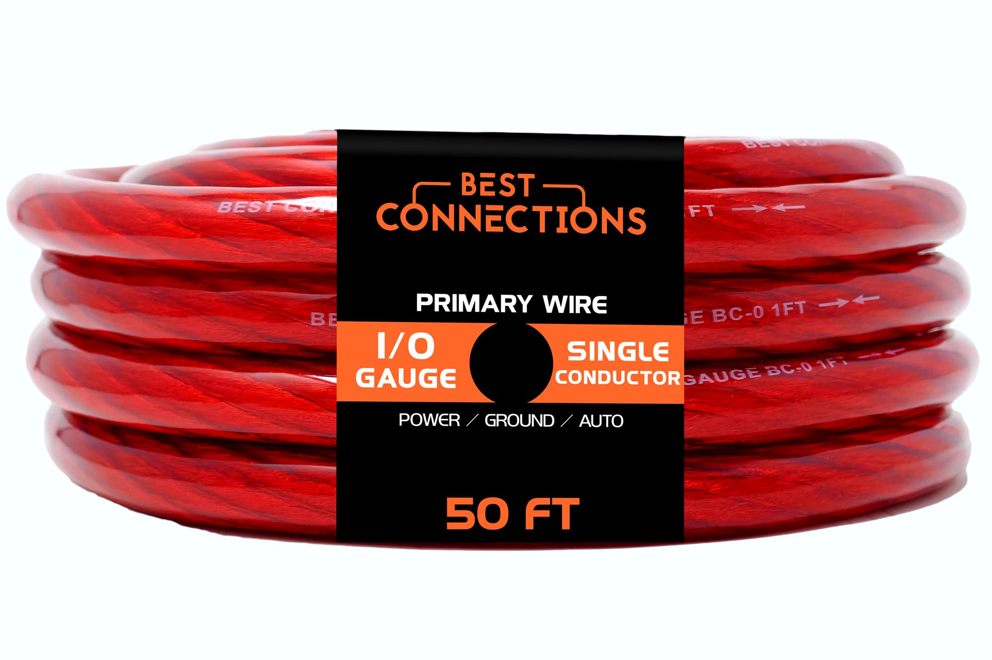 Amazon.com: BEST CONNECTIONS 1/0 Gauge Wire (50ft, Red Translucent ...