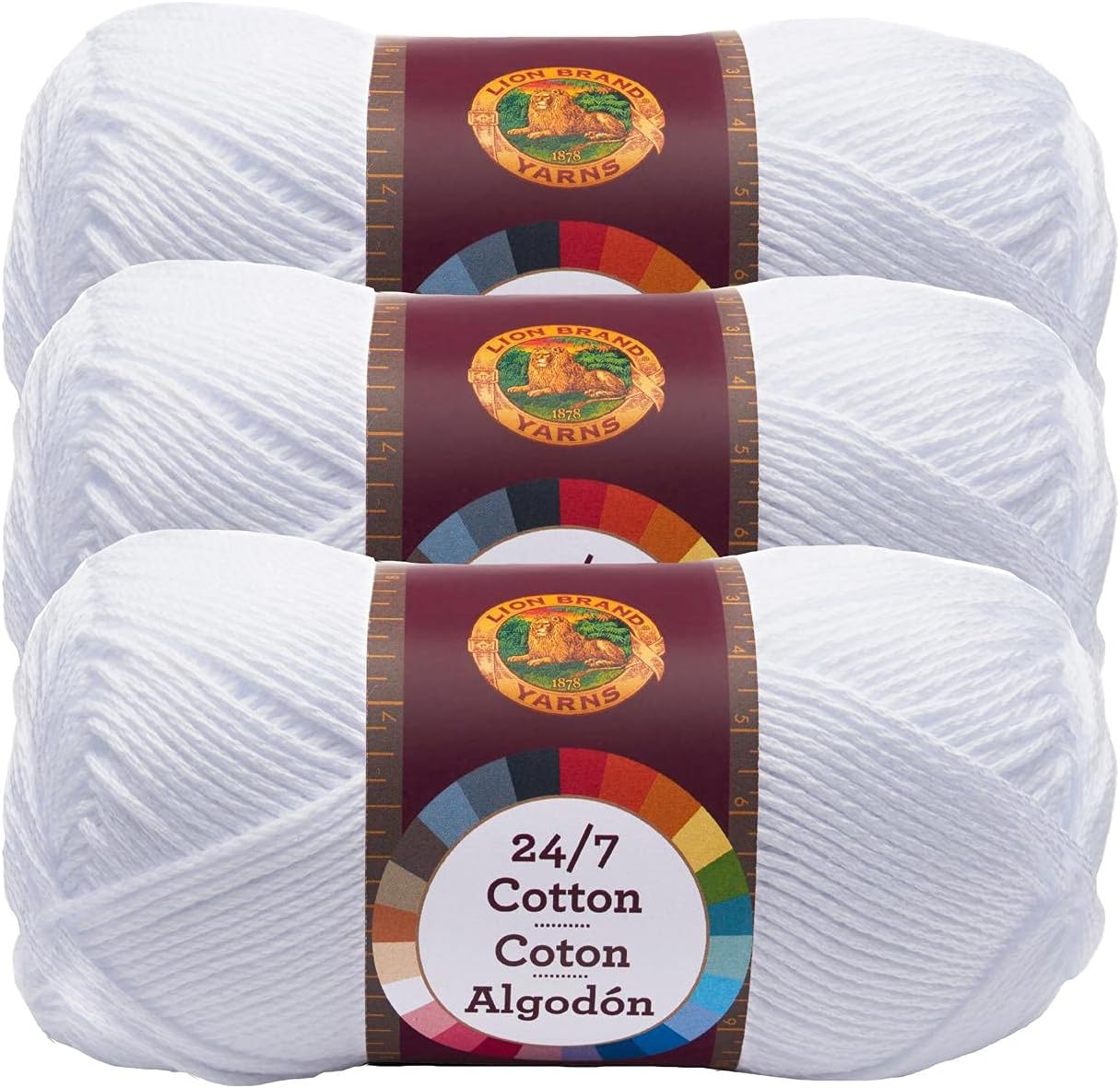 Amazon.com: Lion Brand 24/7 Cotton Yarn, Yarn for Knitting, Crocheting ...