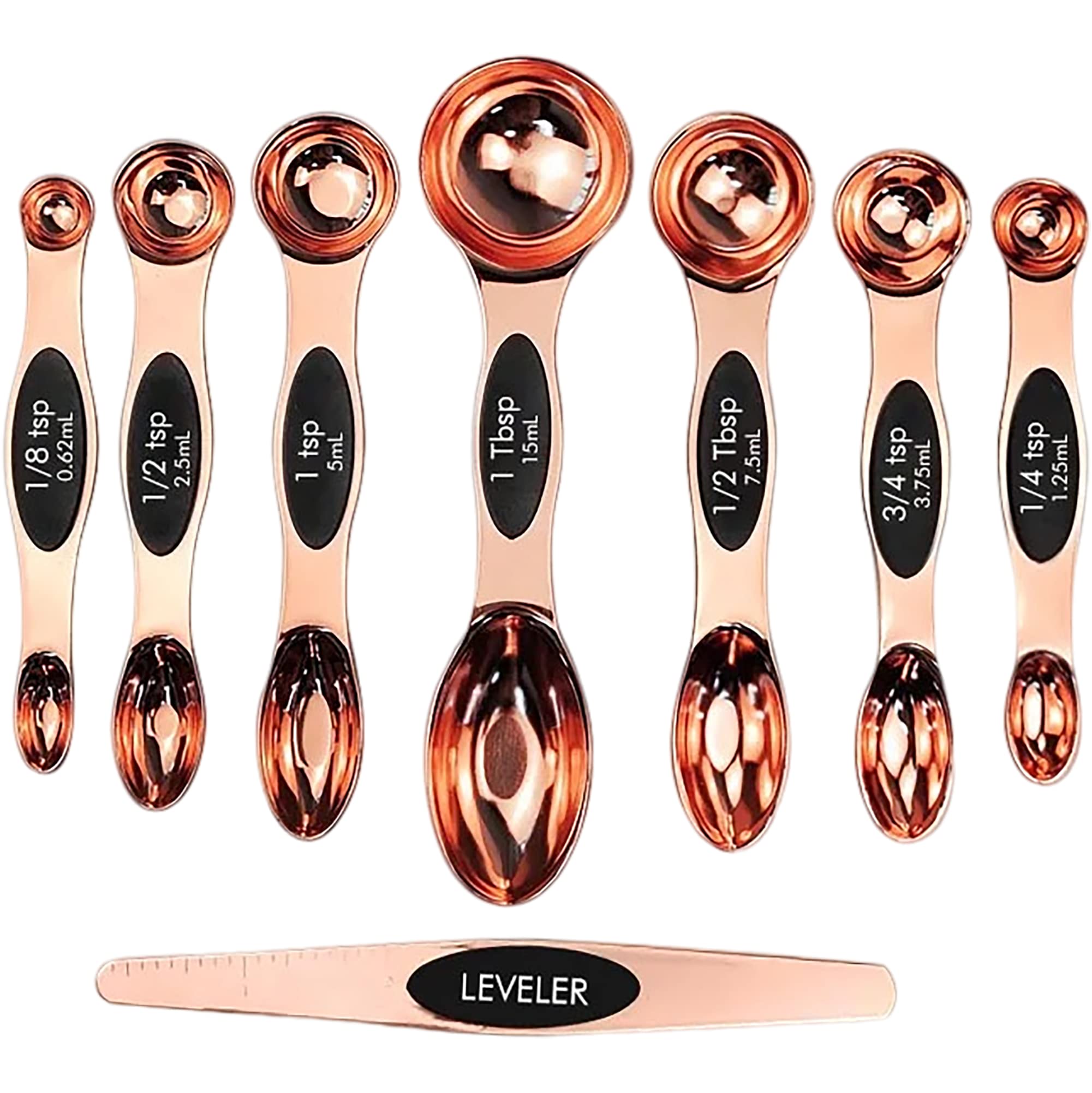 Magnetic Measuring Spoons Set of 8 | Stainless Steel Dual Sided Measure ...