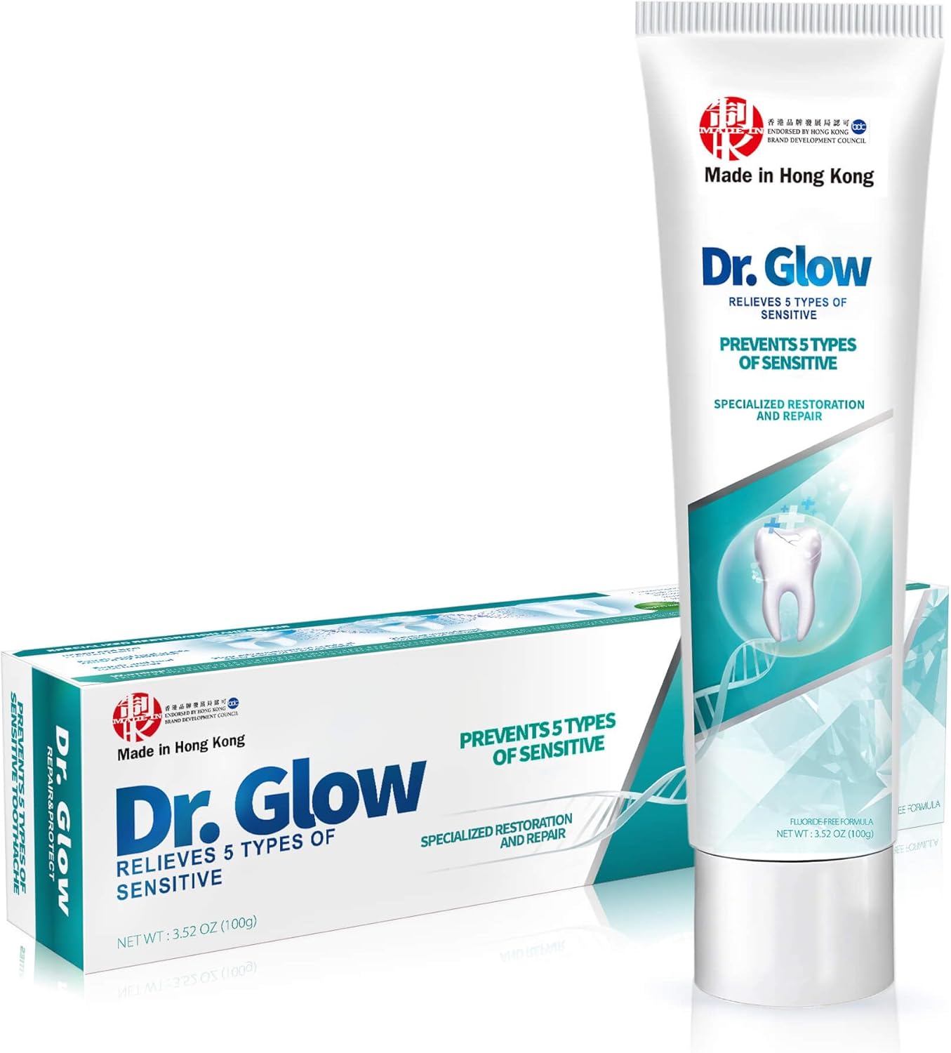 Amazon.com : Dr. Glow Sensitive Toothpaste for Adults - Fluoride Free ...