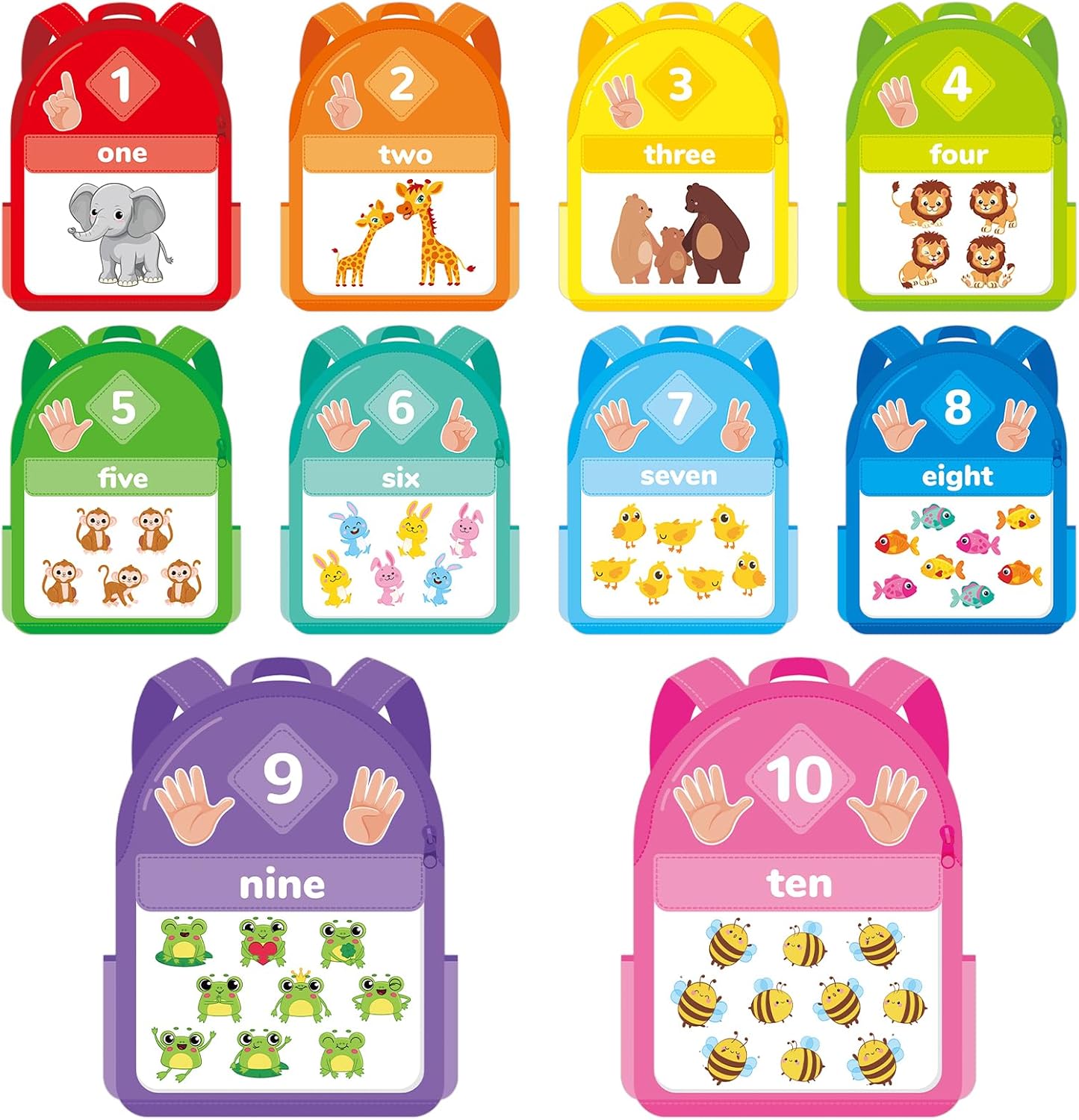 Amazon.com: OUNENO 10 Pcs Number Posters 1-10 Numbers Learning Chart ...