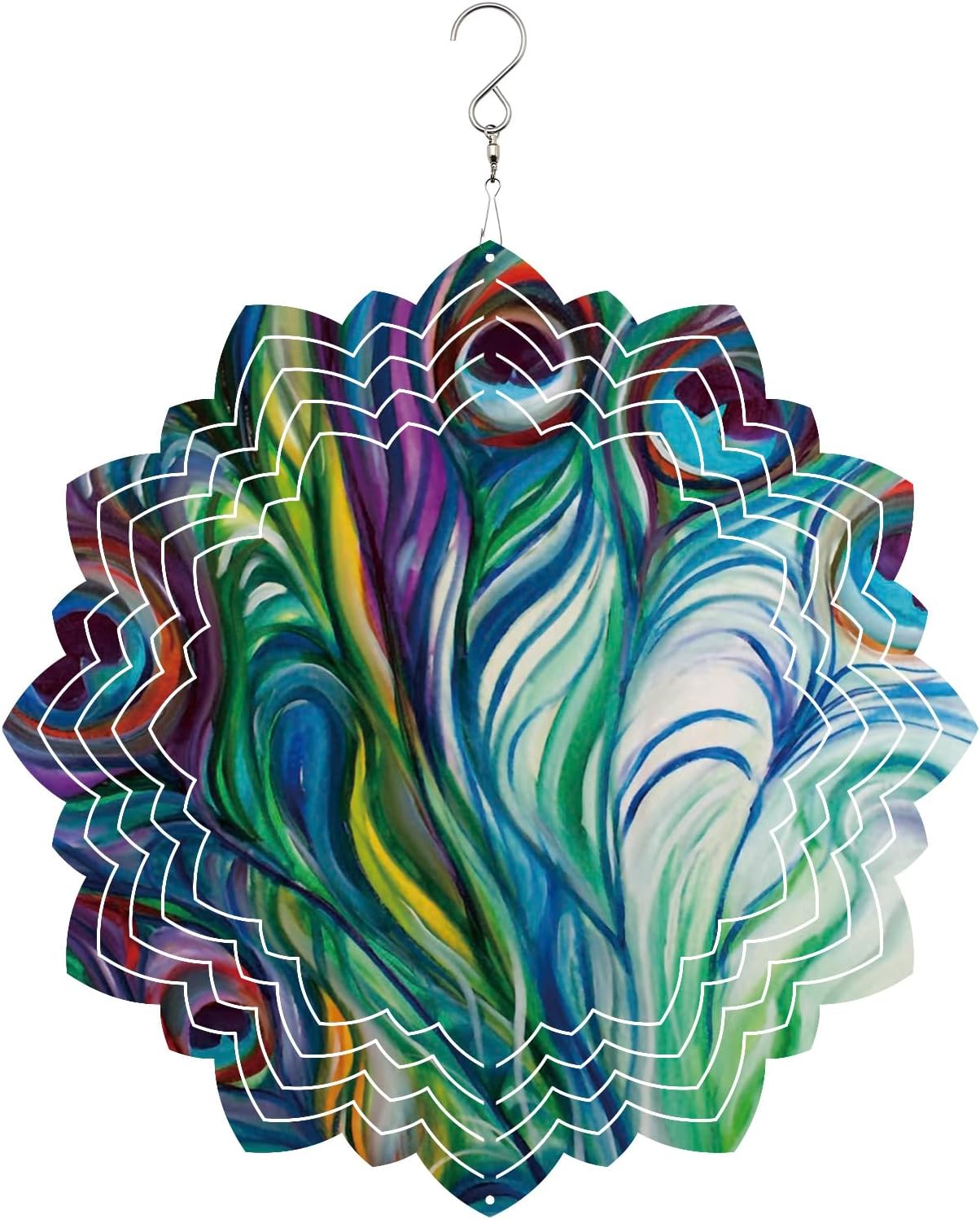 Amazon.com: Hanging Wind Spinners Outdoor Colorful Hand Painitng ...