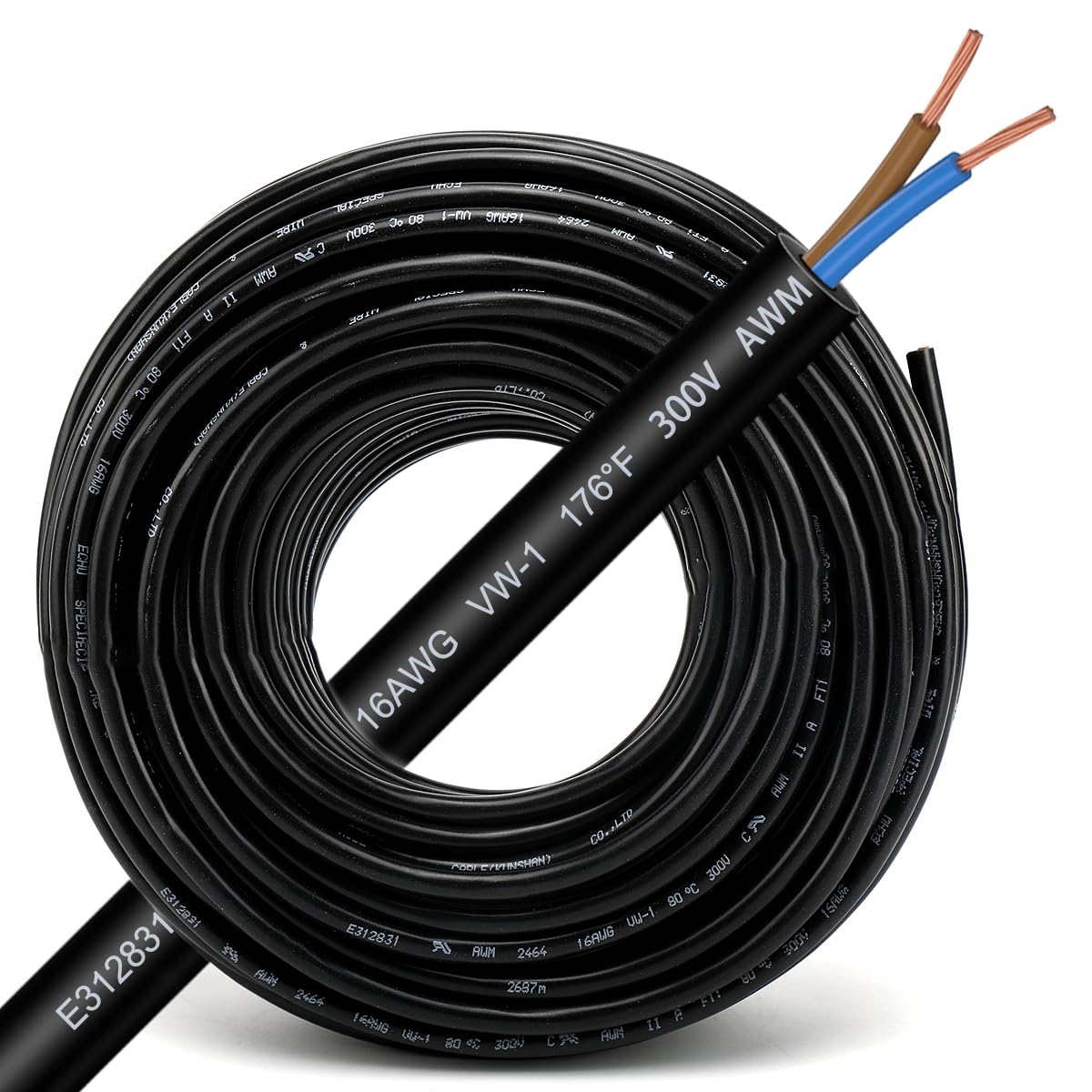 ROVCO 16 Gauge Wire, 2-Conductor 32.8FT Electrical Wire, 16AWG Low ...