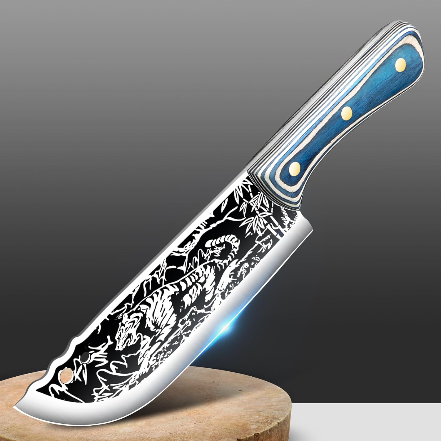 Amazon.com: Meat Cleaver Knife Carved with Tiger Pattern Fathers Full ...