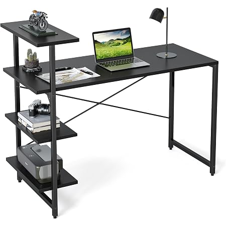 CubiCubi Schreibtisch, 100 x 60cm Groß Computertisch mit Regal rechts ...