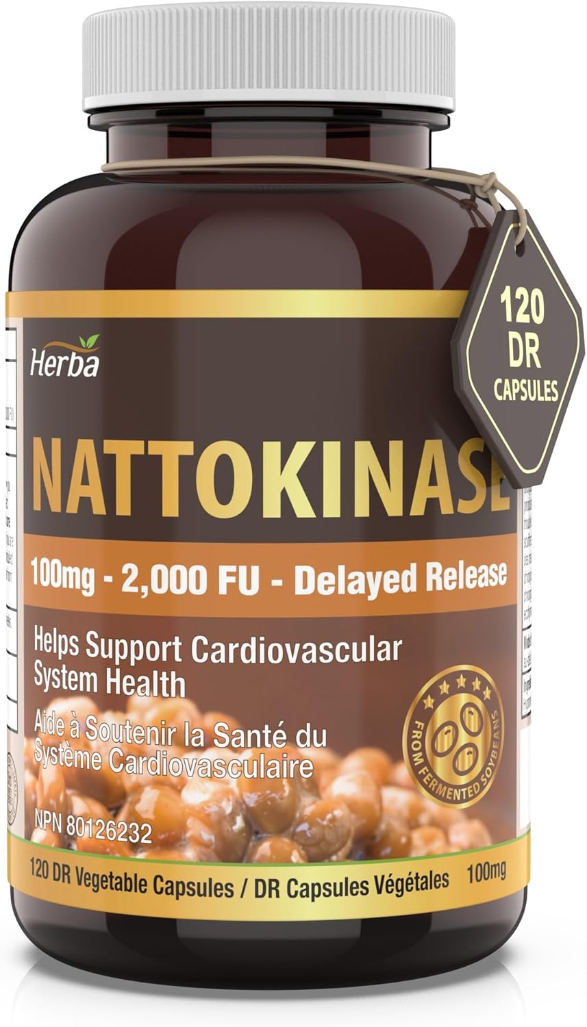 Herba Nattokinase Supplement 2000 FU – 100mg, 120 Delayed Release ...