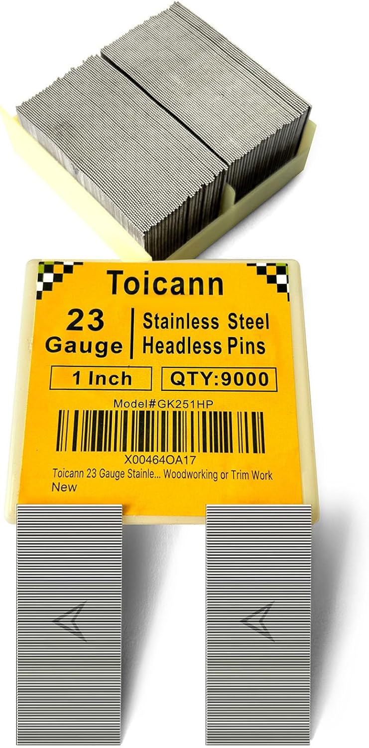 Toicann 23 Gauge Stainless Steel Pinner Nails 9000 pcs Headless Pin ...