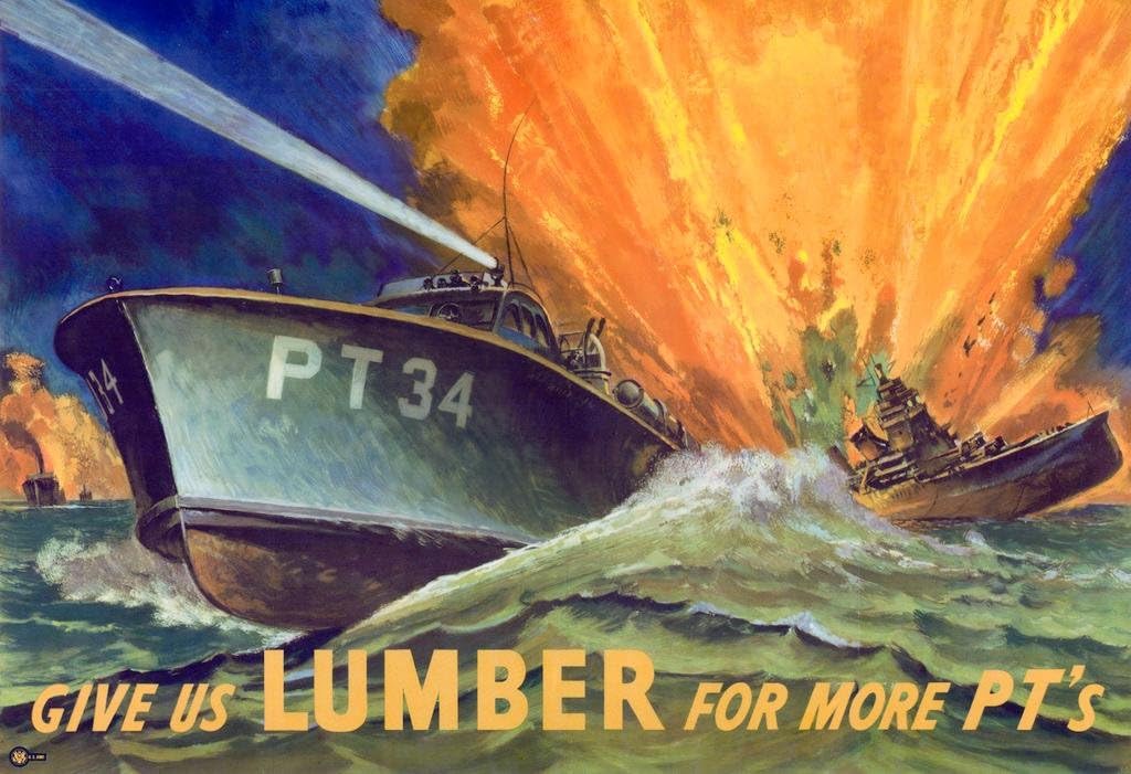 Amazon.com: WPA War Propaganda Give Us Lumber For More PTs WWII War At ...