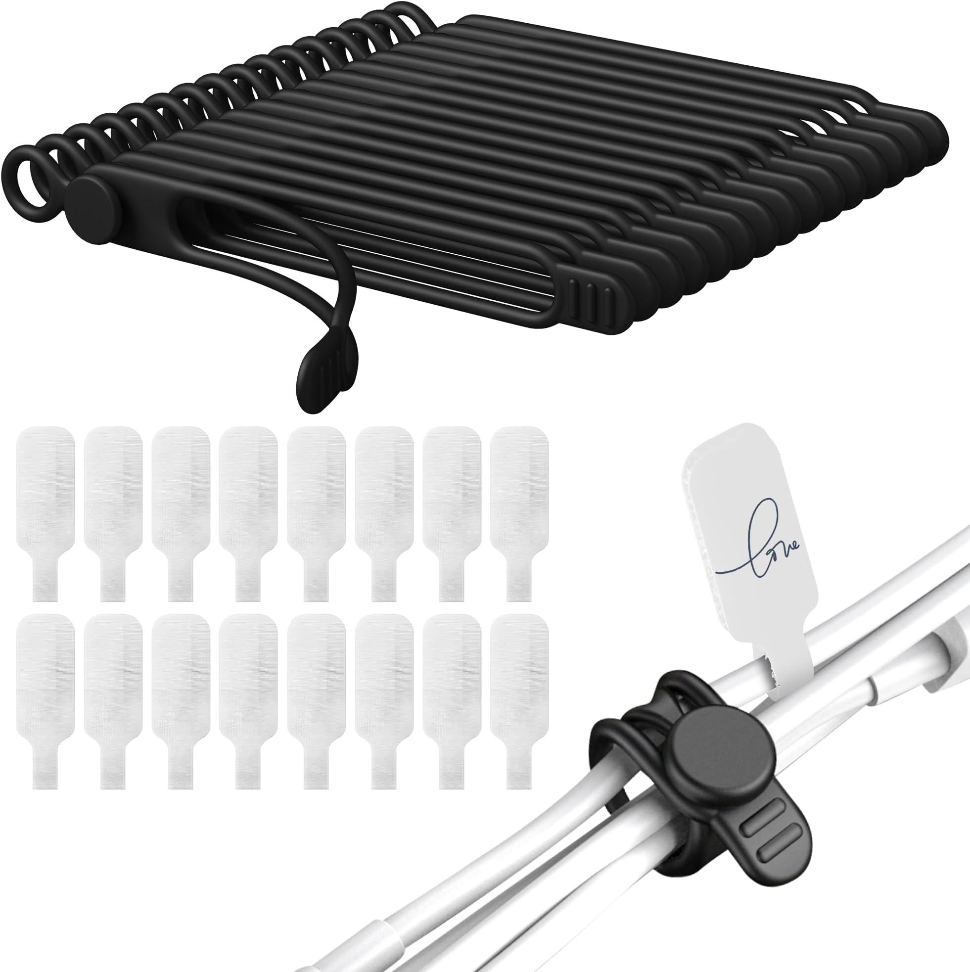 Amazon.com: 32Pcs Nearockle Cable Labels and Silicone Cable Ties Cable ...