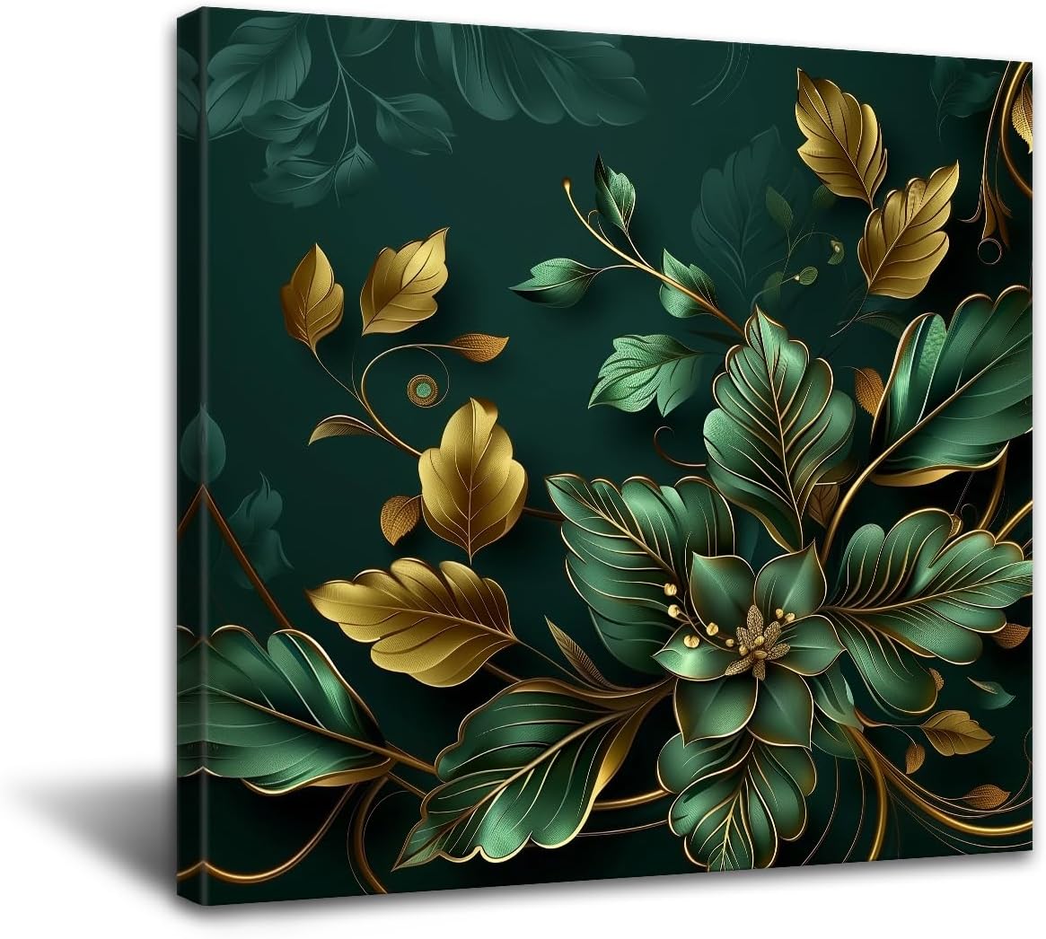 Amazon.com: SANGGUOBIN Abstract Foliage Canvas Wall Art Emerald Green ...