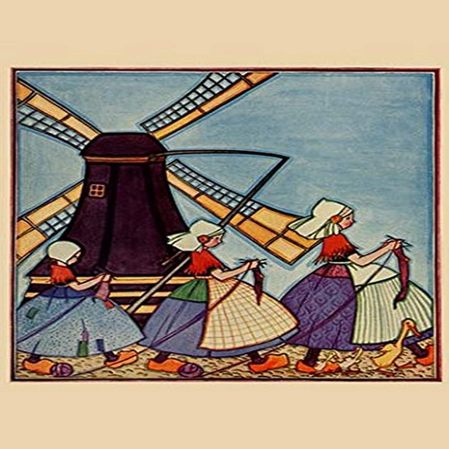 Amazon.com: Buyenlarge 0-587-24689-8-G812 Dutch Girls Knitting Fine Art ...