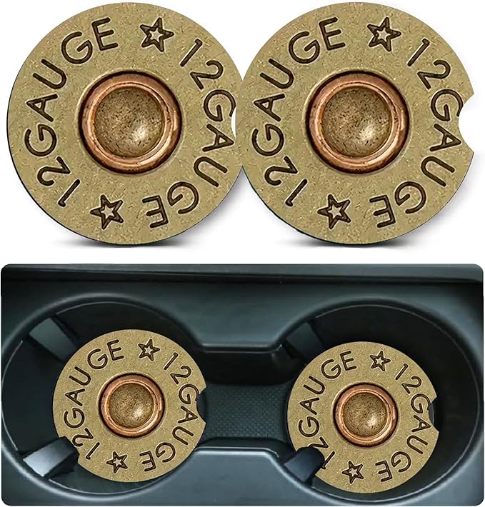 Amazon.com: Car Coasters for Cup Holders,2 Pack Cool 12 Gauge Bullet ...
