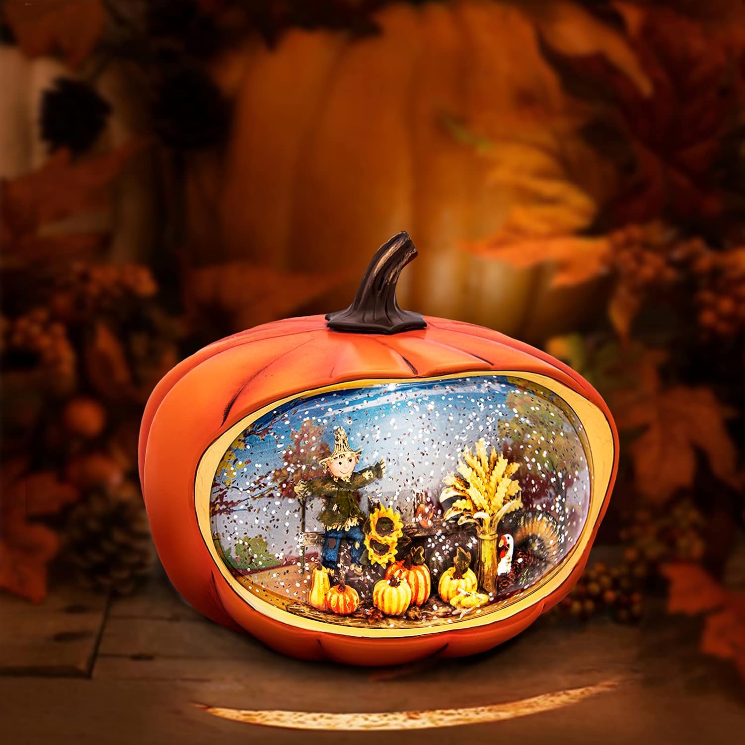 Amazon.com: Fall Snow Globe Pumpkin,Thanksgiving Decorations Snow ...