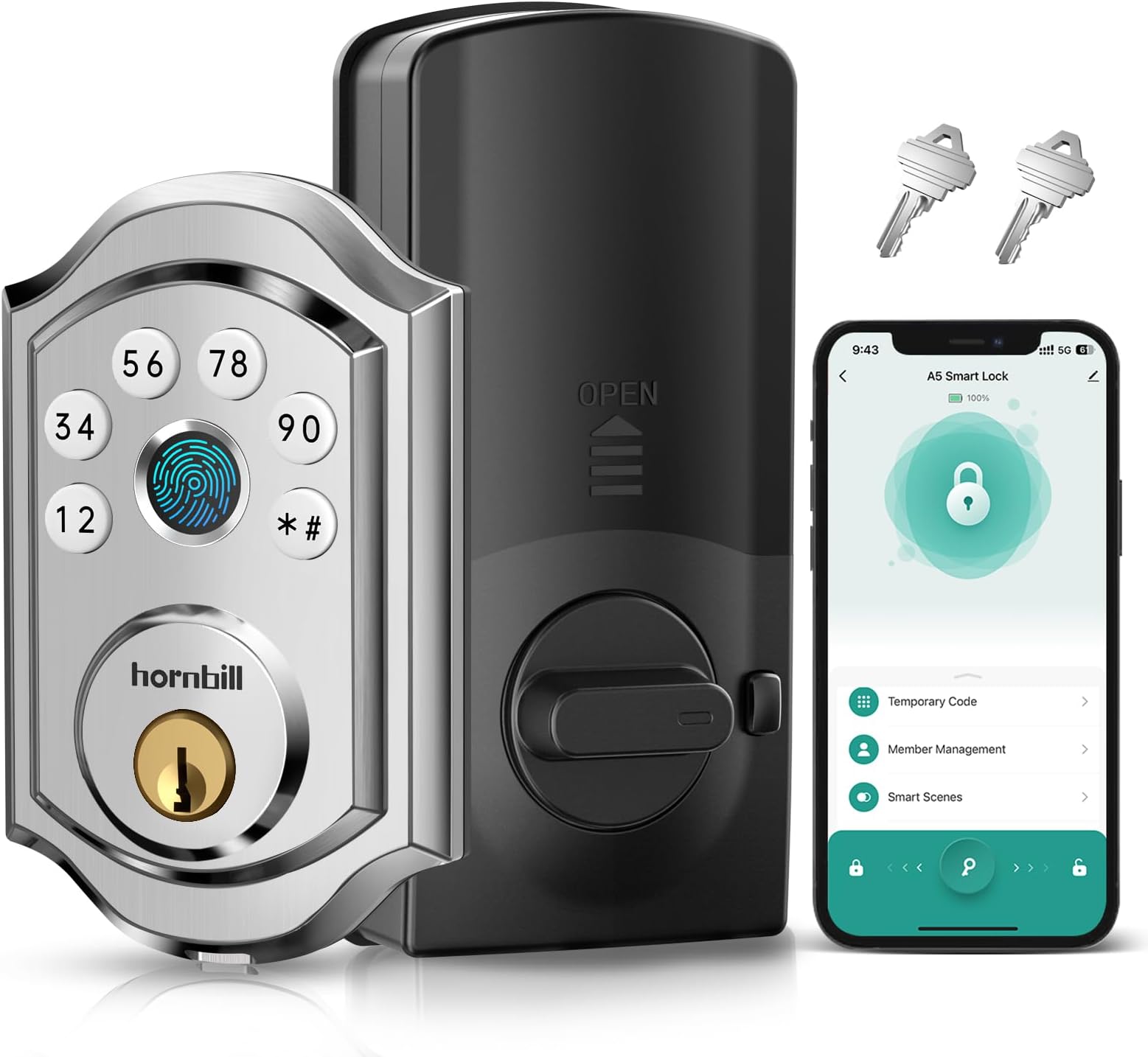 WiFi Deadbolt Smart Lock Fingerprint - HEANTLE Keyless Entry Keypad ...