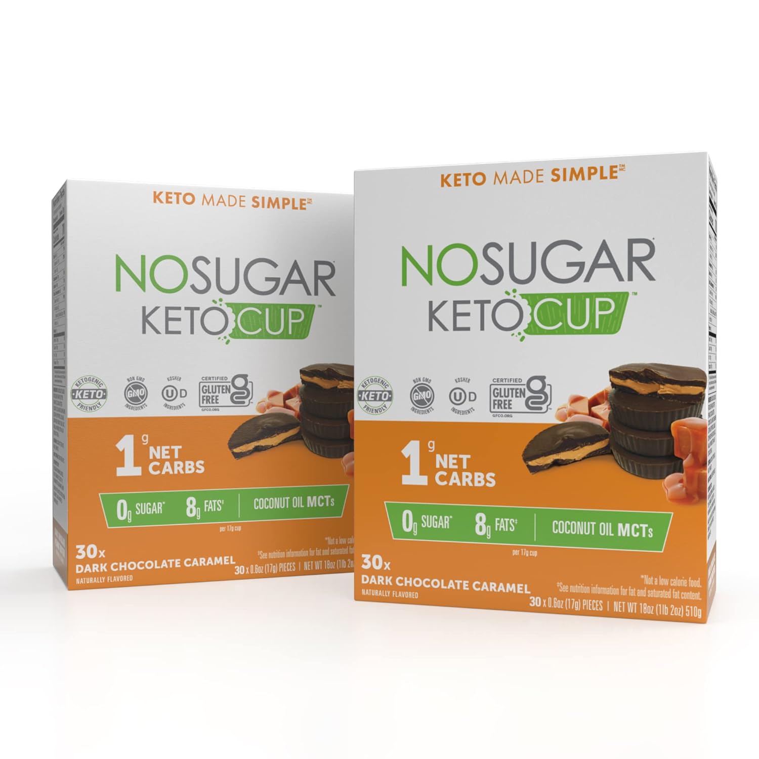 Amazon.com: No Sugar Keto Cups, Dark Chocolate Caramel, 60 Cups ...