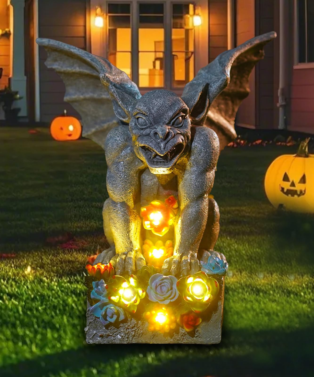Amazon.com : Glowing Grimace Guardian Gargoyle LED Solar Light ...